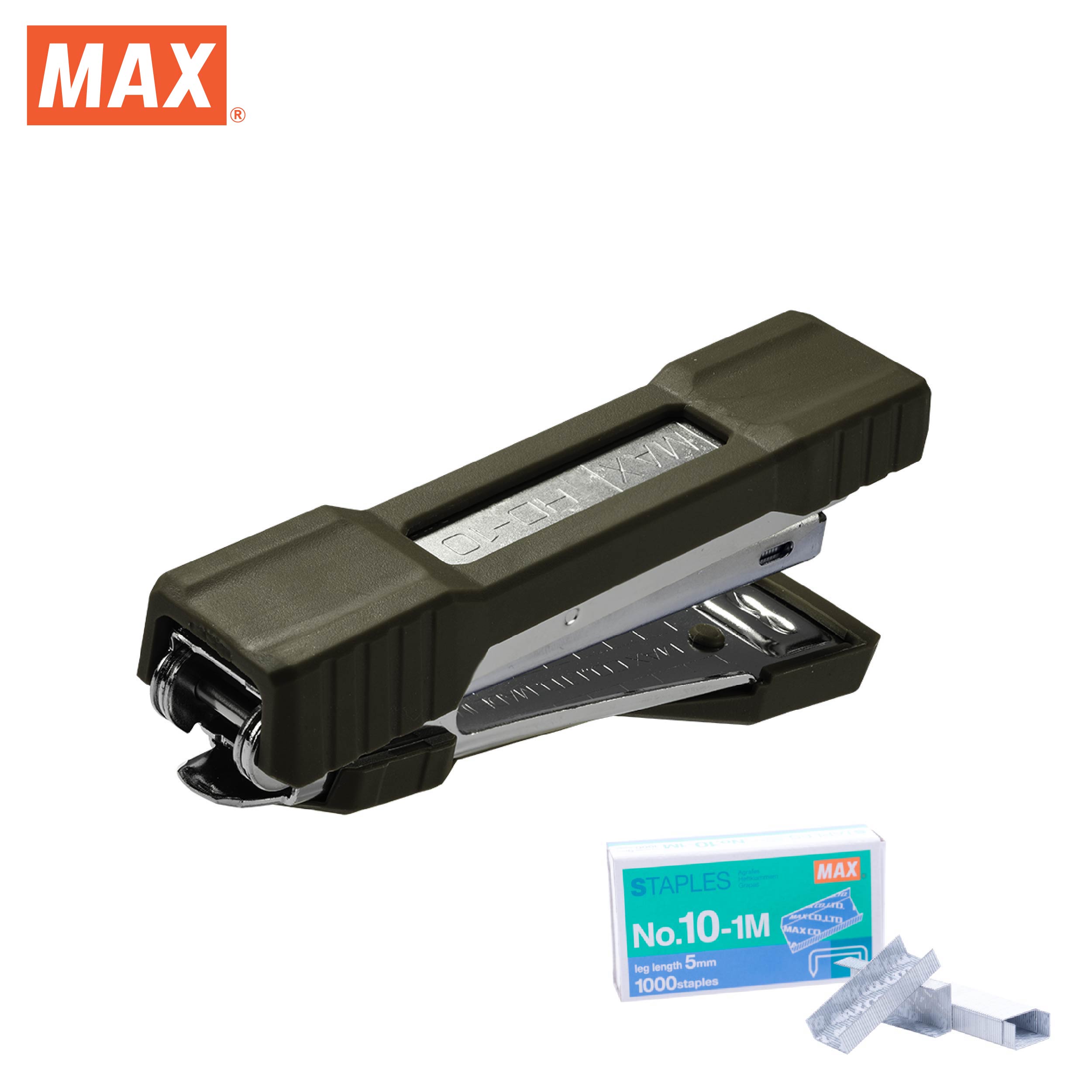 Max Stapler HD-10GK - Moss Green Office Stapler for Quality and Style